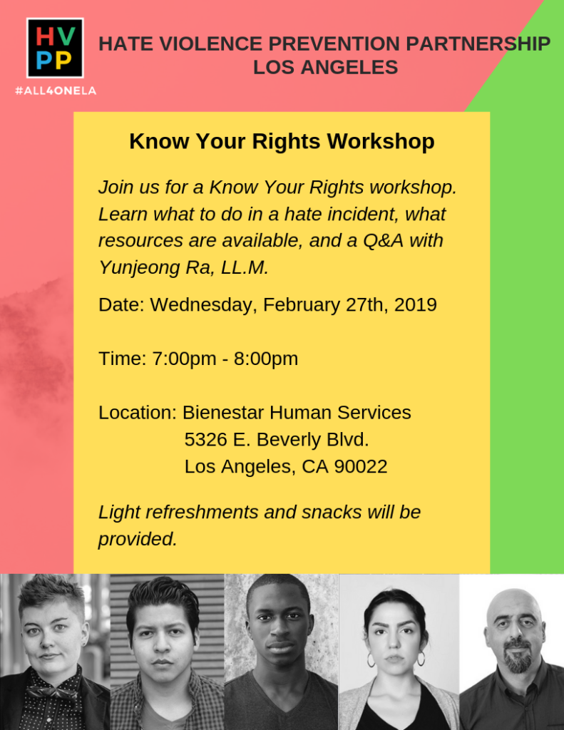 Know Your Rights Workshop - Hate Violence Prevention Partnership - Los AngelesHate Violence ...
